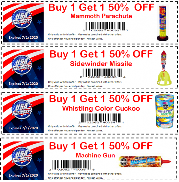 Buy 1 Get 1 Deals - 4 amazing coupon offers. - USA-Fireworks